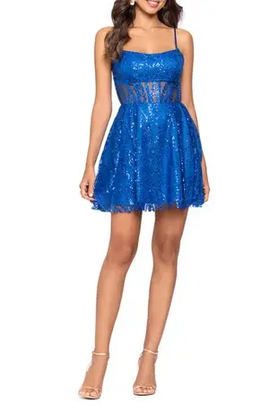 BLONDIE NITES Glitter Mesh Cocktail Minidress