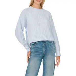 CECE DUPRAZ Cable Knit Raglan Sleeve Sweater - Ice Blue