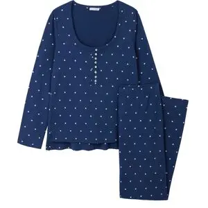 MAMU DREAM Navy Organic Cotton Printed Pyjama Set - Blue
