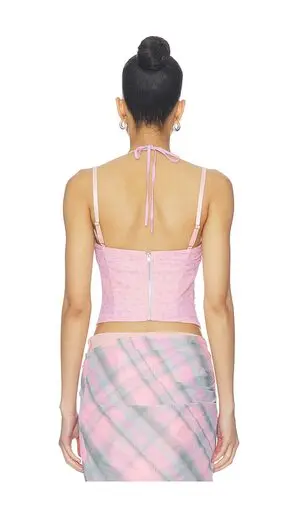 TIGER MIST Caline Ruched Corset Top In Pink