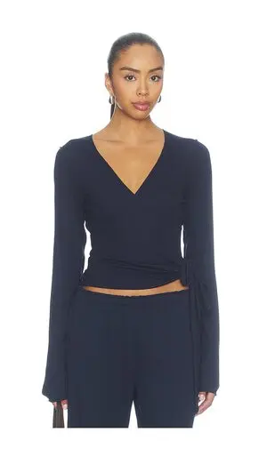 VIR VITA Margot Wrap Top In Navy
