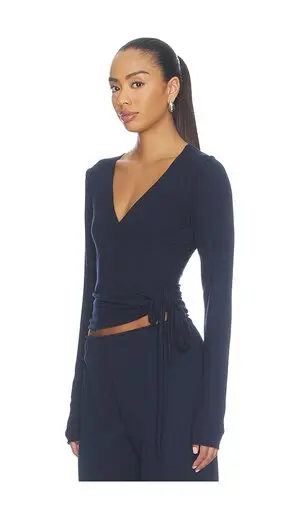 VIR VITA Margot Wrap Top In Navy
