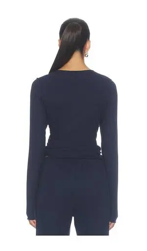 VIR VITA Margot Wrap Top In Navy
