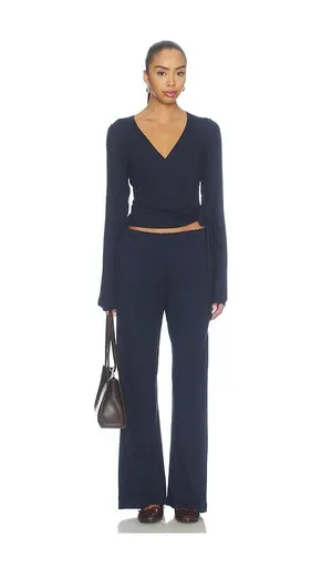 VIR VITA Margot Wrap Top In Navy