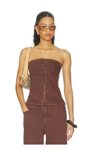 SOVERE / Dakota Denim Bodice Top In Brown