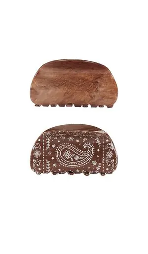 FRASIER STERLING Bandana Claw Clip Set - Brown