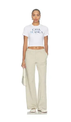 Casablanca Cropped Baby Tee In White