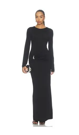 Shona Joy Miro Long Sleeve Gathered Maxi Dress - Black