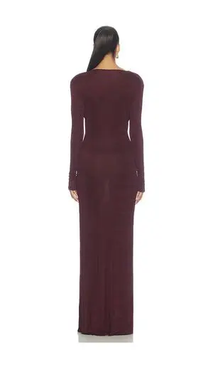 SEROYA Ebony Maxi Dress In Burgundy