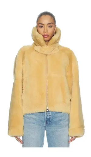 Helmut Lang Shearling Bomber Jacket In Tan