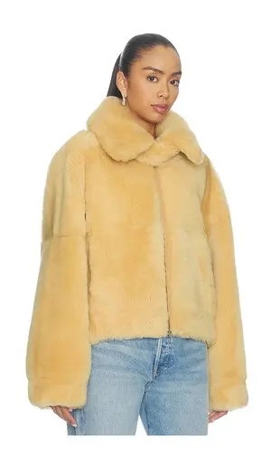 Helmut Lang Shearling Bomber Jacket In Tan
