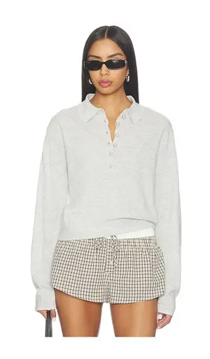 Lioness Coco Knit Top In Light Grey