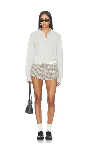 Lioness Coco Knit Top In Light Grey