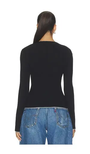 525 America Emmeline Rib Layered Henley In Black