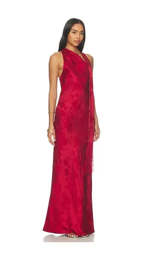 Amanda Uprichard Sonya Maxi Dress With Fringe In Red