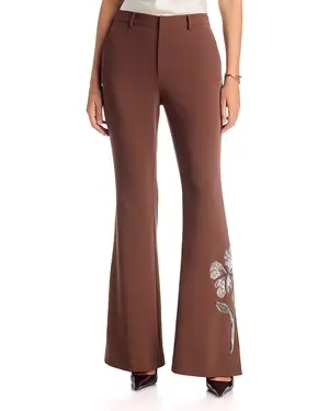 Cinq À Sept Jaxyn Gilded Peony Pants - Espresso/silver