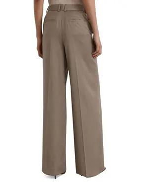 REISS Adie Wide Leg Wool Stretch Trousers