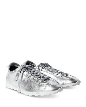 Jacquemus The Tennis Metallic Leather Sneakers - Silver