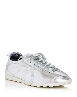 Jacquemus The Tennis Metallic Leather Sneakers - Silver