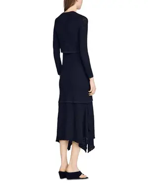 Sandro Maretto Cropped Pointelle Knit Cardigan