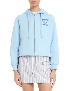 Casablanca Tennis Club Icon Cropped Zip Hoodie - Blue