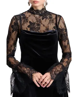 Avec Les Filles Twofer Lace Combo Mini Dress