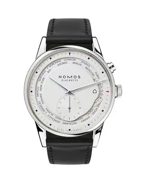 NOMOS GLASHUTTE Zurich Worldtimer Watch, 40mm - White Silver