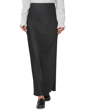 POINT Brushed Straight Maxi Skirt - Black