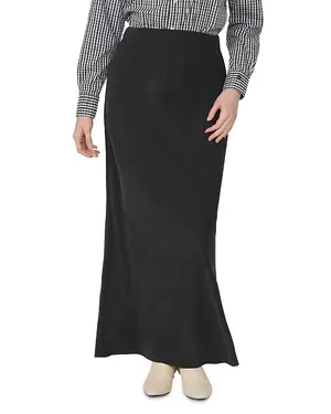 POINT Brushed Straight Maxi Skirt - Navy