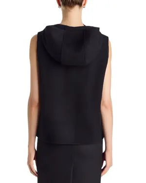 Theory Wool Blend High Collar Zipper Vest - Black