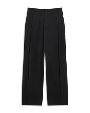 Theory Wool Blend Pintuck Pants - Black