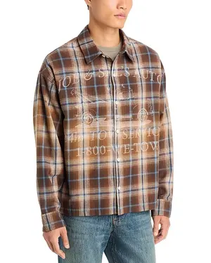 PACSUN Joe Loose Plaid Logo Flannel Shirt