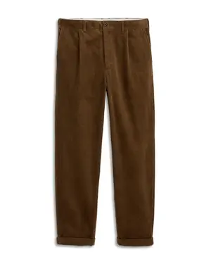 ALEX MILL Relaxed Fit Standard Pleated Corded Pants - Saddle