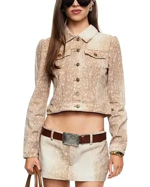 Lioness Uptown Cotton Button Front Denim Jacket - Fawn