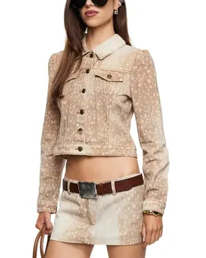 Lioness Uptown Cotton Button Front Denim Jacket
