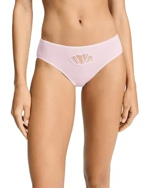 Hanro Rosaria High Cut Cotton Mesh Trim Brief - Rose Bath