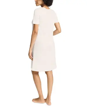 Hanro Short Sleeve Lace Trim Cotton Nightgown - Off White