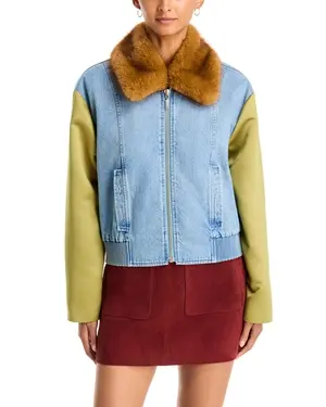 Tanya Taylor Rue Faux Fur Collar Jacket
