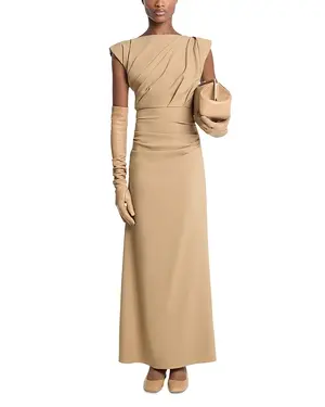 Michael Kors Draped Column Wool-blend Gown
