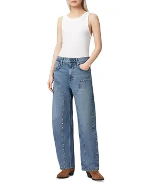 ALLSAINTS Sadie High Rise Studded Ankle Barrel Jeans