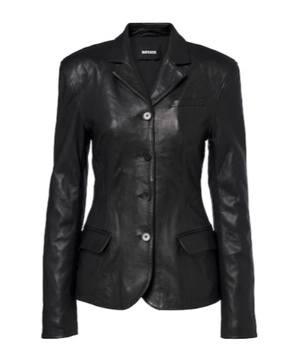 ROTATE BY BIRGER CHRISTENSEN Single-breasted Leather Blazer - Black