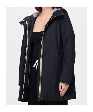 K-WAY Hooded Fleece-lined Coat - Black
