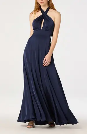 Astr The Label Desire Halter Maxi Gown