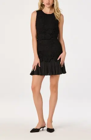 Astr The Label Berklee Lace Pleated Minidress - Black