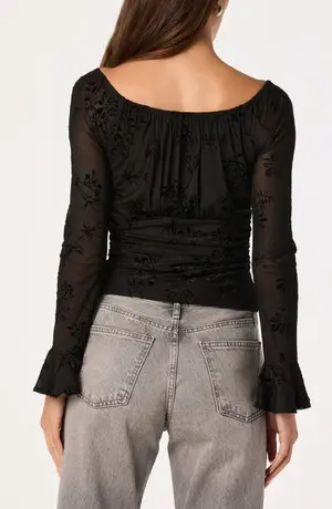Astr The Label Belsie Burnout Mesh Top