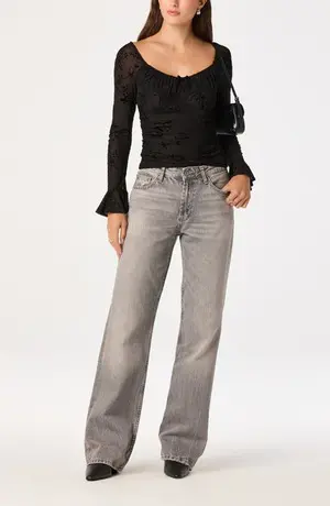 Astr The Label Belsie Burnout Mesh Top