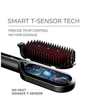 TYMO BEAUTY Ionic Plus Hair Straightening Brush - Black