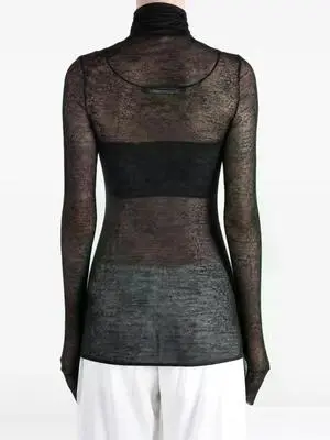 YEHUAFAN Semi-sheer Roll-neck Top