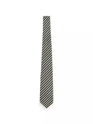 Junya Watanabe Striped Silk Tie - Black