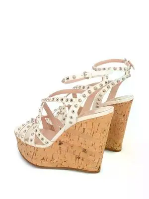 Miu Miu Stud-embellished Wedge Heeled Sandals